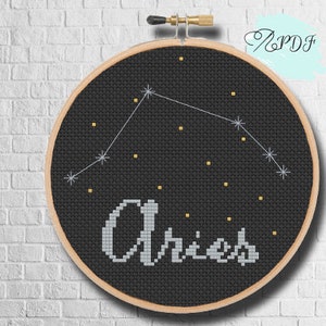 Aries Cross Stitch Pattern Aries Star Sign Constellation Cross Stitch ...