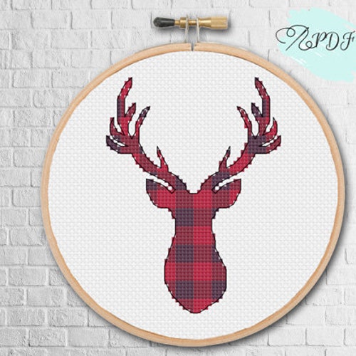 Tartan Stag Trio Modern Cross Stitch Pattern - Etsy UK