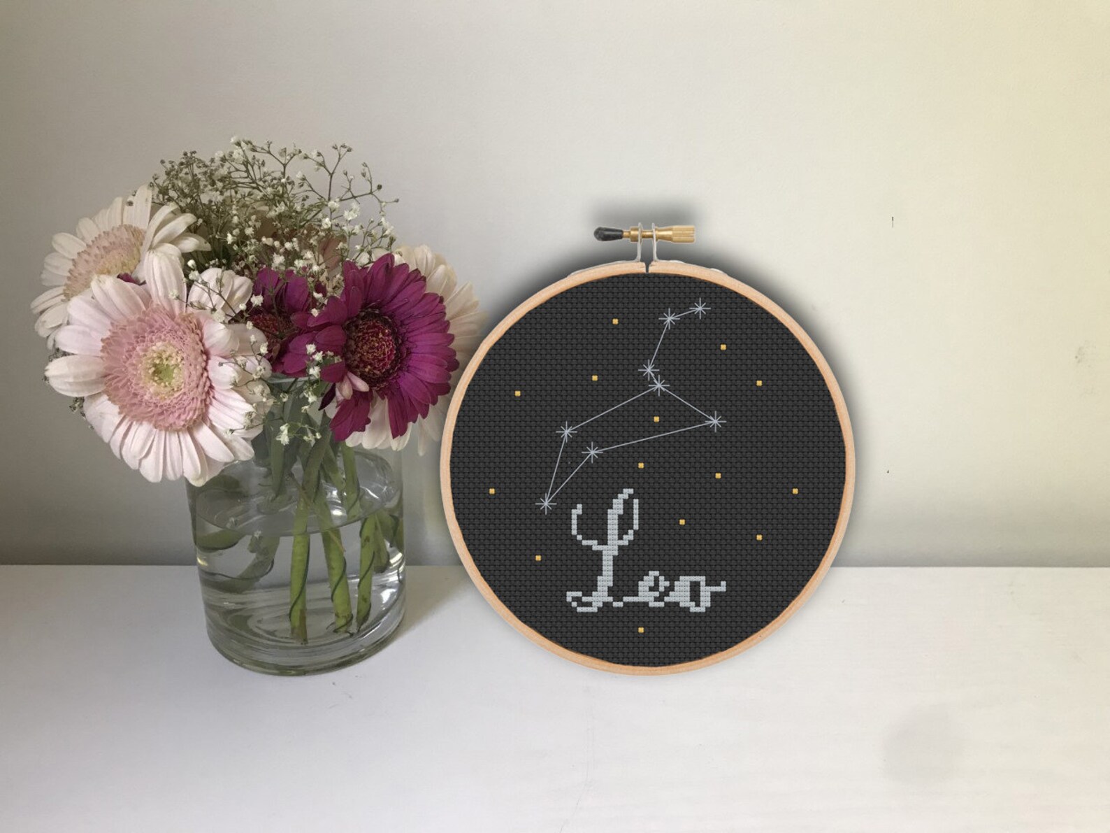 Leo Cross Stitch Pattern Star Sign Constellation Cross | Etsy