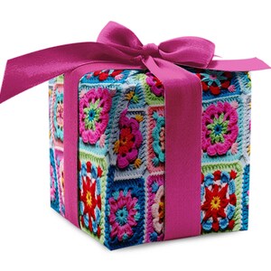Colorful Square Pattern Crochet Theme Wrapping Paper, Knitting and ...