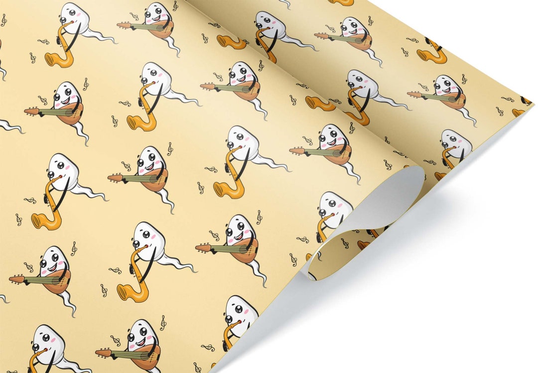 Musical Sperm Gift Wrap, Thick Wrapping Paper, Biology, Baby Shower ...