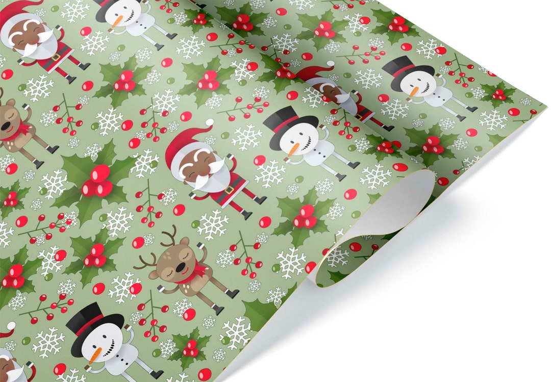African American Black Santa Christmas Wrapping Paper Unique Diversity ...