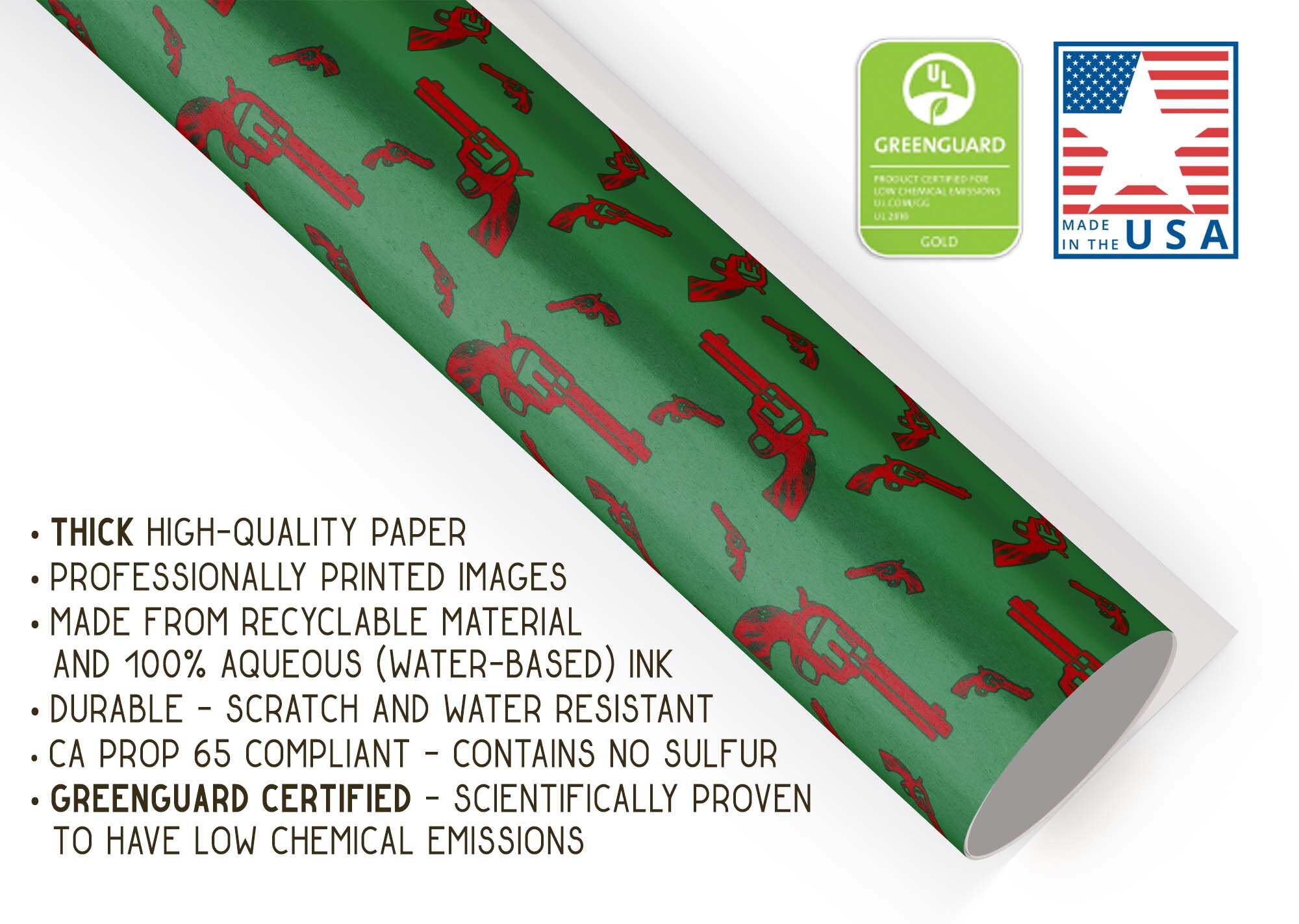 Cute Red Revolver Western Gift Wrap Thick Wrapping Paper Roll - Etsy