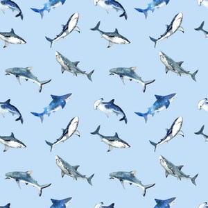 Blue Shark Gift Wrap, Ocean Wrapping Paper Roll Sheet, Sea Life ...