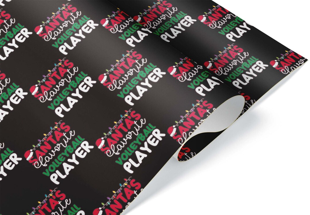 Santa's Favorite Volleyball Player Black Gift Wrap, Christmas Wrapping ...