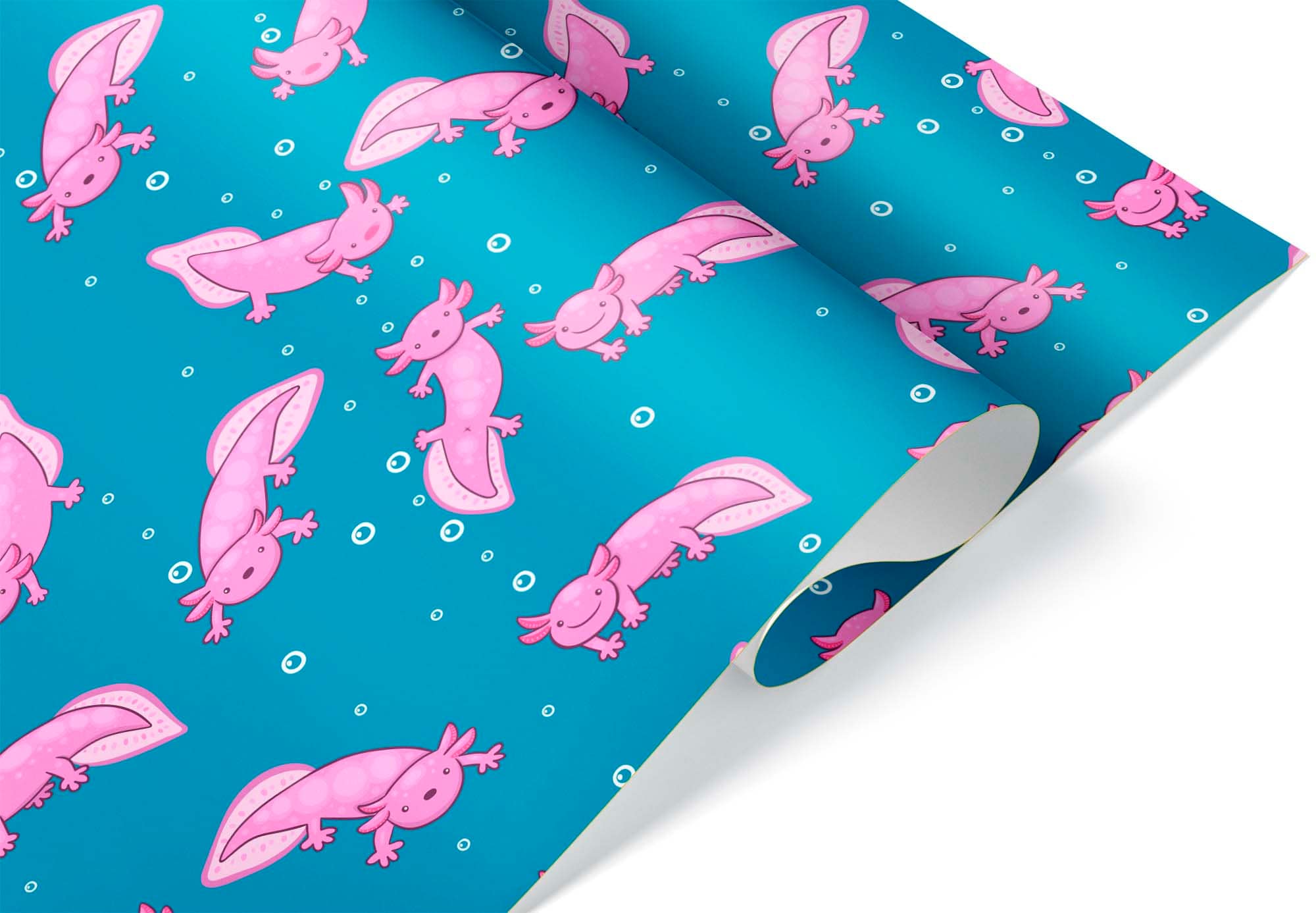 Cute Axolotl Blue Pink Wrapping Paper Roll Gift Wrap Sheet - Etsy