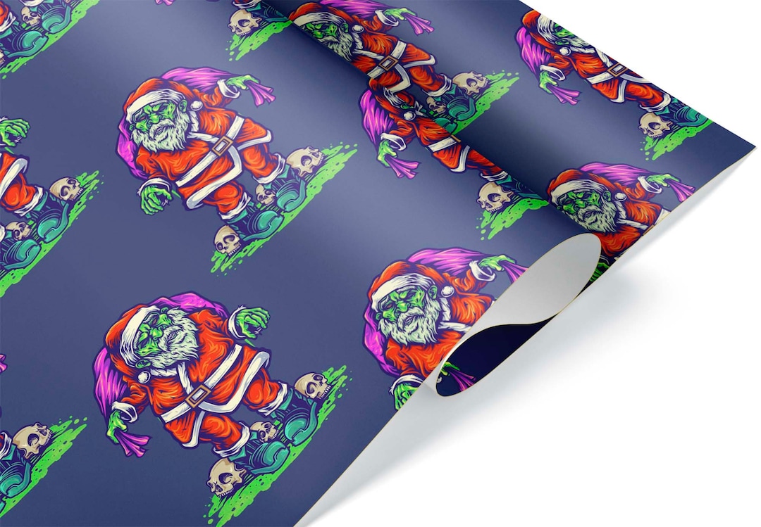 Funny Zombie Gift Wrap, Goth Christmas Wrapping Paper Roll Sheet, Scary ...