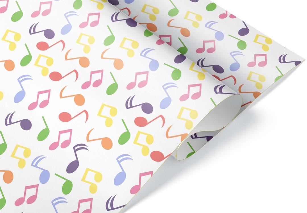 Bold Pastel Music Notes Thick Luxury Wrapping Paper, Music Lover Gift ...