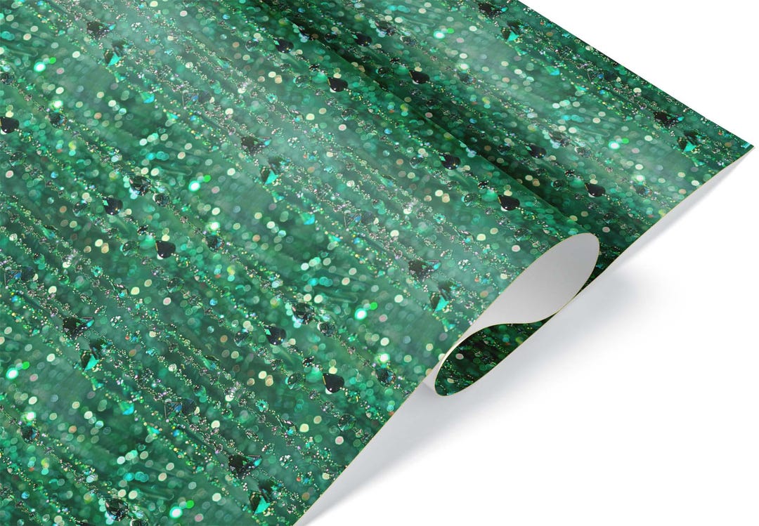 Stunning Gem Gift Wrap, Jade Color Wrapping Paper, Green Glam, Faux ...
