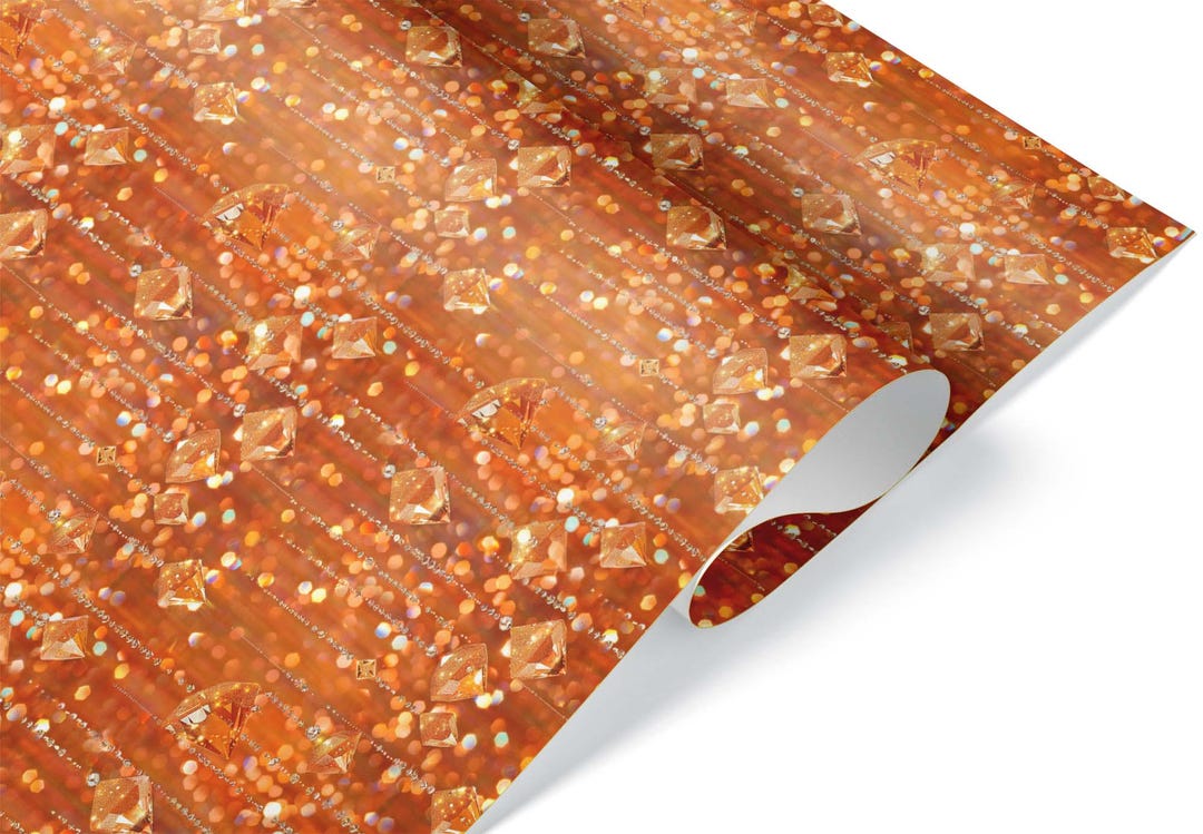 Beautiful Orange Faux Gem Gift Wrap, Showgirl Decor, Jewel Wrapping ...