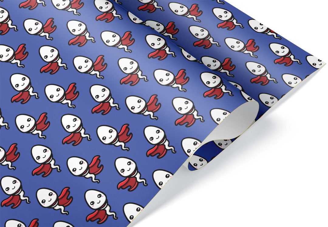 Super Sperm Gift Wrap, Thick Wrapping Paper, Biology, Baby Shower Theme ...