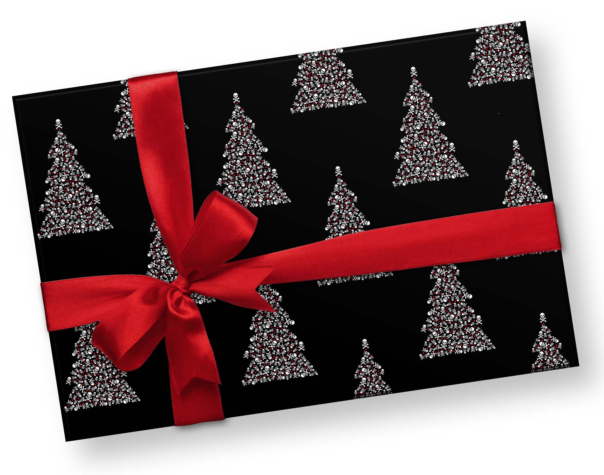 Skull Christmas Tree Gift Wrap Goth Skeleton Bones Wrapping - Etsy