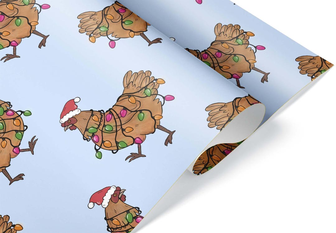 Cute Chicken Gift Wrap Farm Animal Christmas Wrapping Paper Present ...