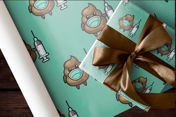 Funny Weird Poop Mask Emoji Christmas Wrapping Paper Roll Gift | Etsy