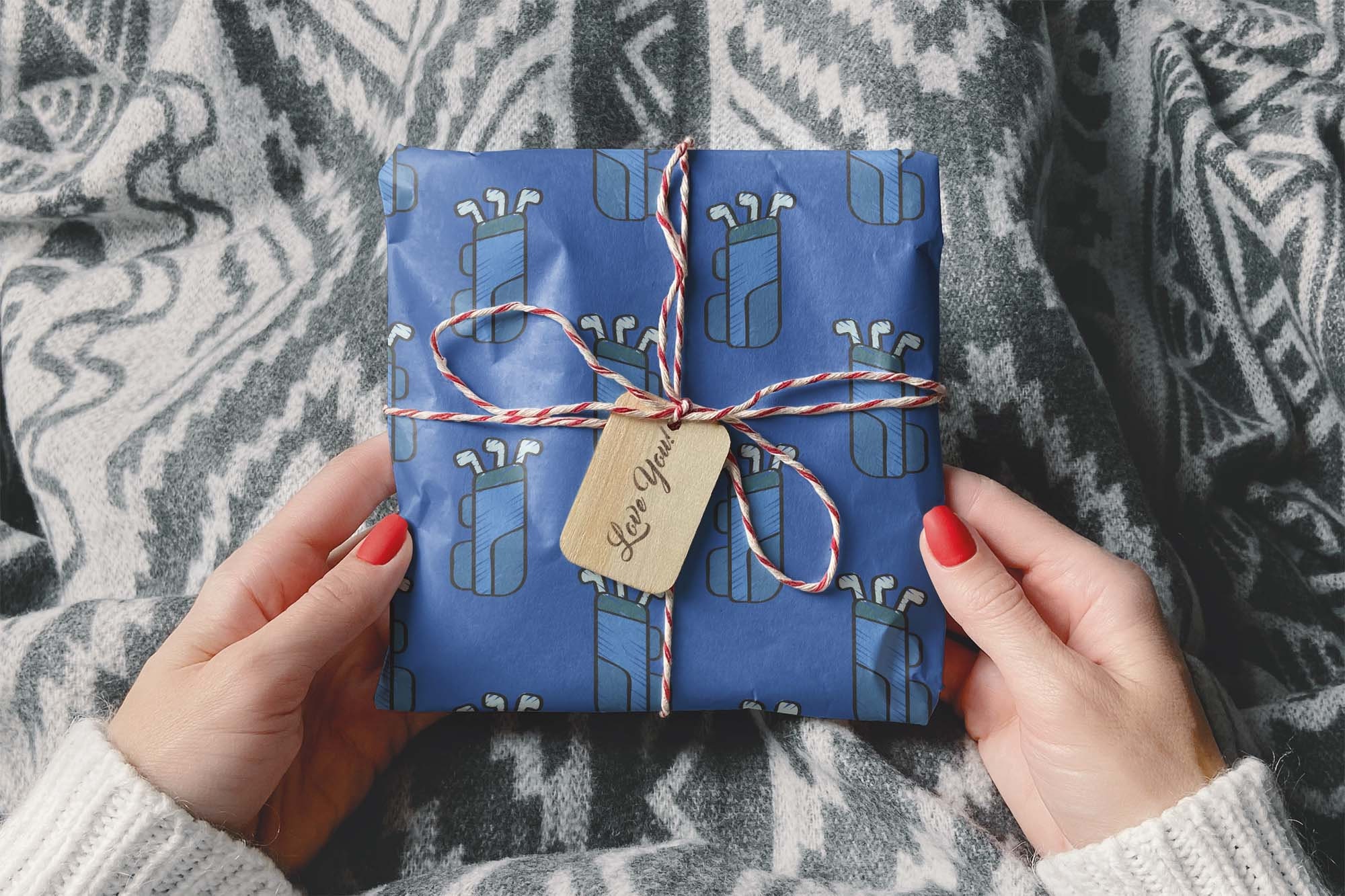 Blue Golf Bag Gift Wrap Thick Wrapping Paper Father's - Etsy