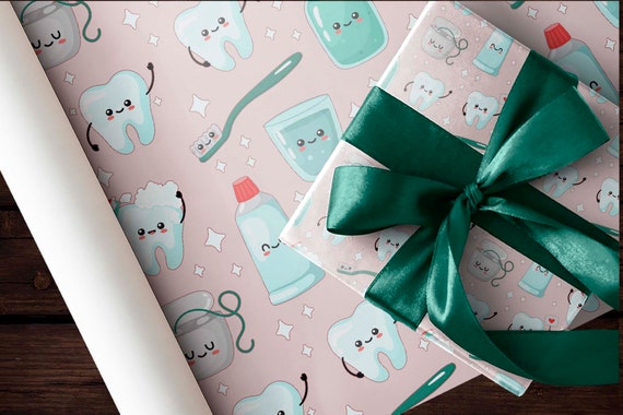 Tooth Toothpaste Wrapping Paper Roll Gift Wrap Sheet for | Etsy