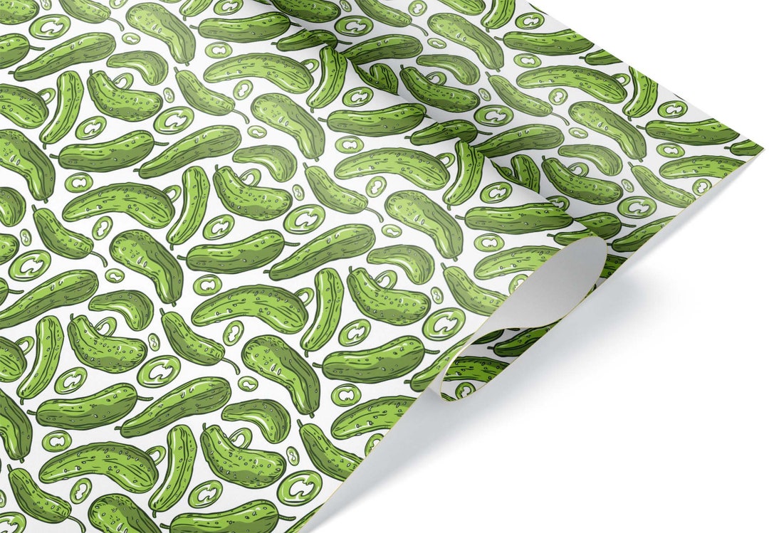 Unique Green Pickle Gift Wrap, Garden Vegetable Theme Thick Wrapping ...