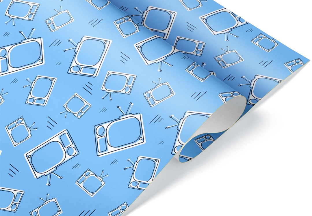 Blue TV Gift Wrap, Premium Luxury Thick Wrapping Paper, Television ...