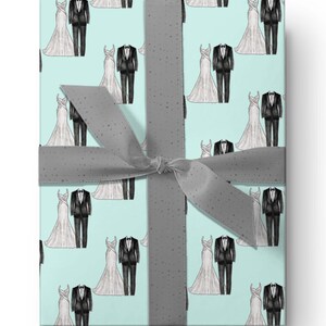 Blue Wedding Dress and Tux Gift Wrap, Premium Luxury Thick Wrapping ...