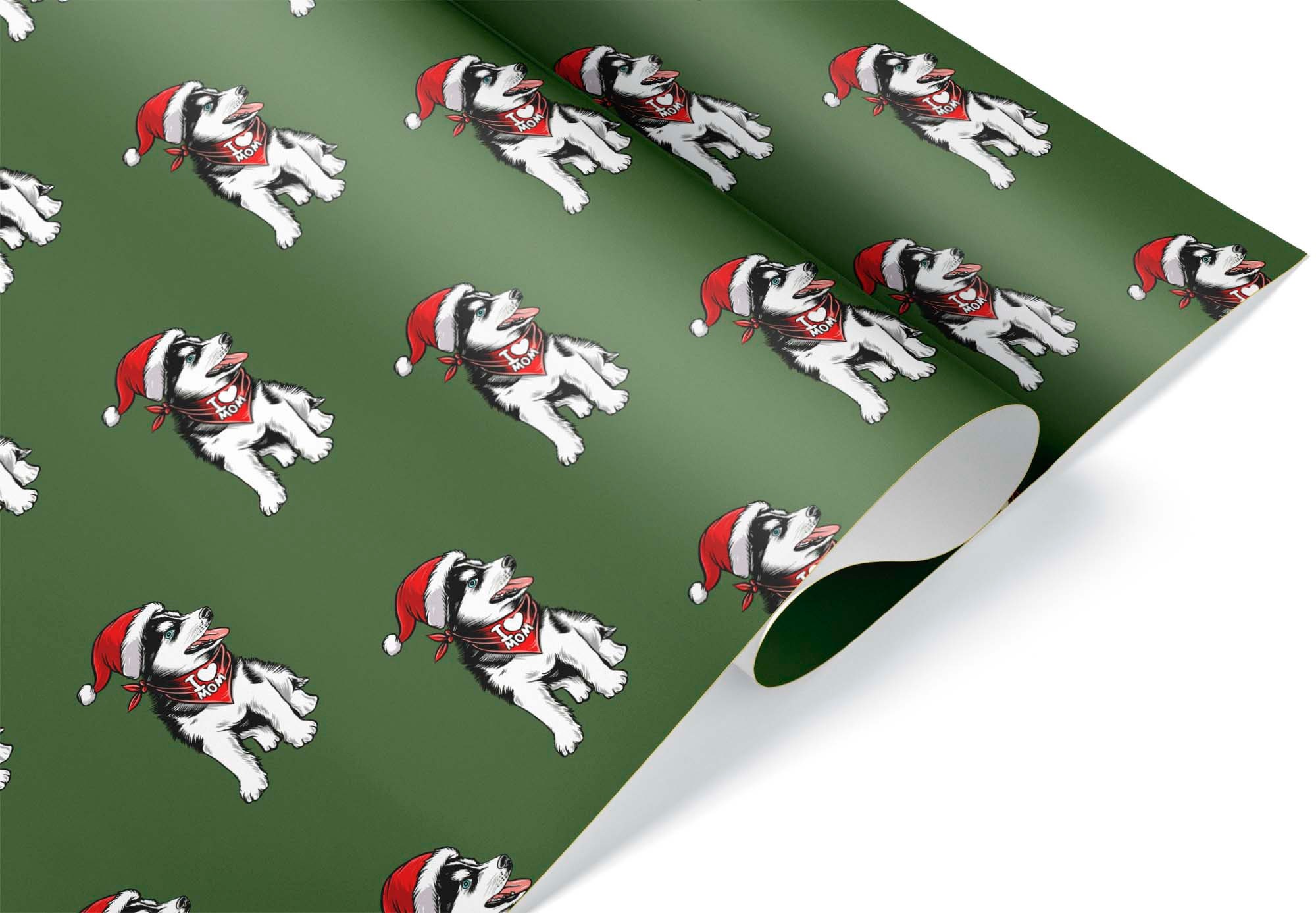 Christmas Siberian Husky Wrapping Paper Roll Dog Mom Gift Wrap | Etsy