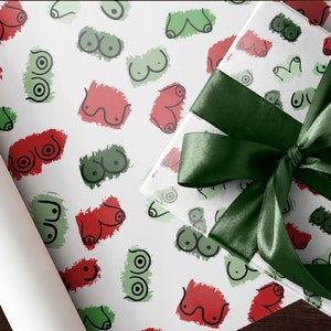 Funny Christmas Boobs NSFW Joke Wrapping Paper Breast Gift Wrap ...