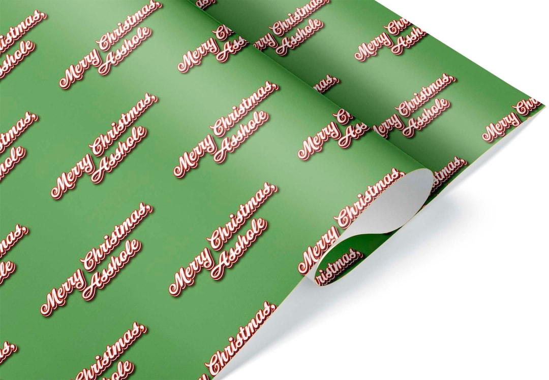 Funny Merry Christmas Asshole NSFW Joke Wrapping Paper Offensive Gift ...