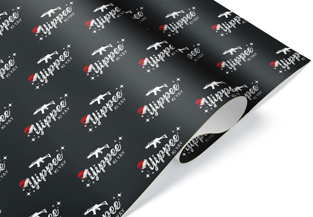Machine Gun Christmas Wrapping Paper, Holiday Movie Gift Wrap, Xmas ...