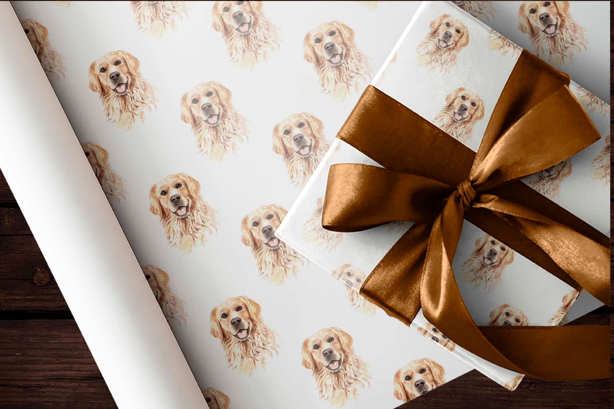 Cute Golden Retriever Wrapping Paper Watercolor Premium Gift - Etsy