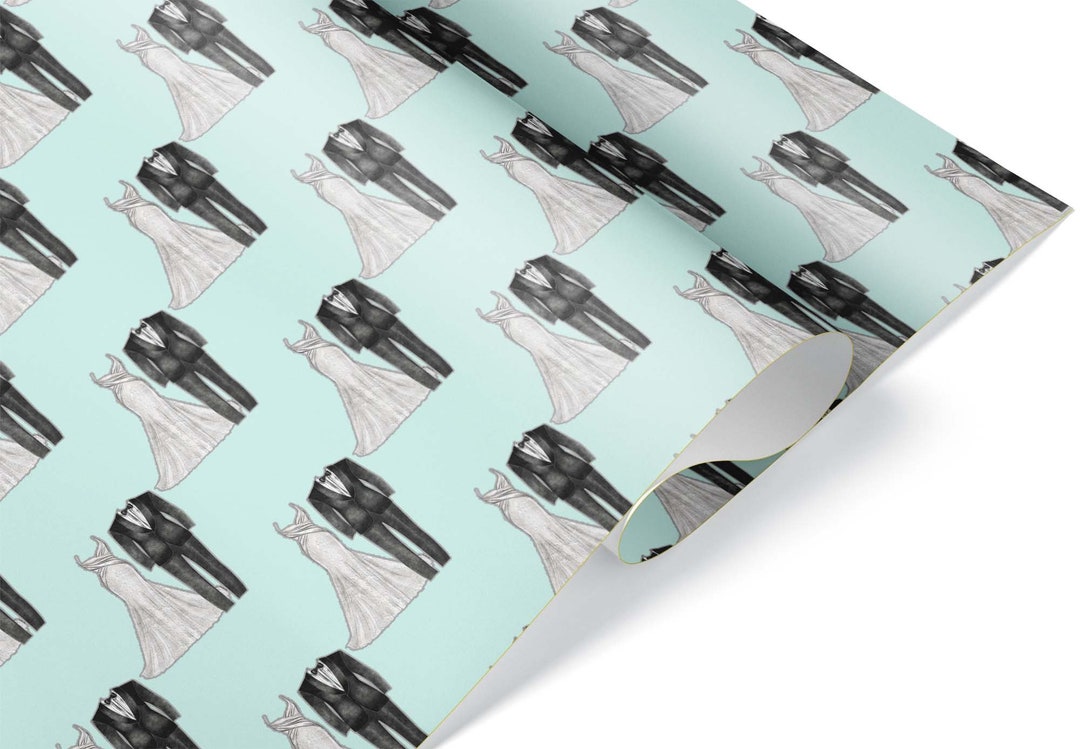 Blue Wedding Dress and Tux Gift Wrap, Premium Luxury Thick Wrapping ...