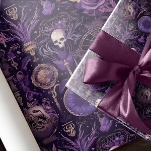 Unique Gothic Gift Wrap, Thick Wrapping Paper, Spiritual, Skull Witch ...