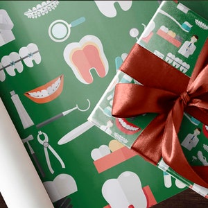 Tooth Toothpaste Wrapping Paper Roll, Dentist Gift Wrap Sheet for ...
