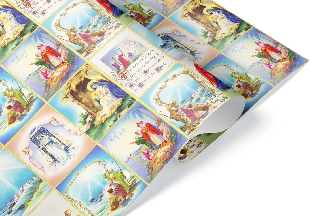 Beautiful Prayer Card Religious Christmas Thick Wrapping Paper, Virgin ...