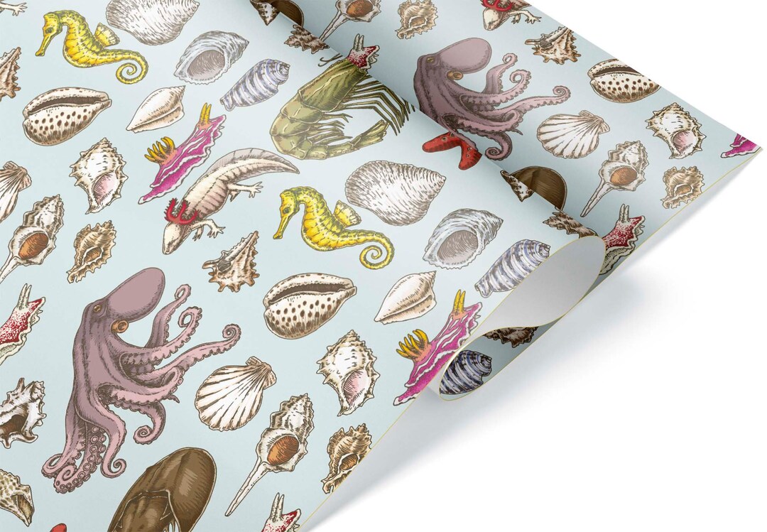 Axolotl Gift Wrap Marine Life Wrapping Paper Roll Sheet Ocean Animal ...