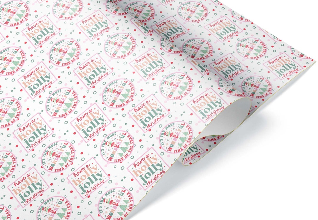 Pastel Christmas Elf Wrapping Paper, Cute Holiday Decor, Xmas Theme ...