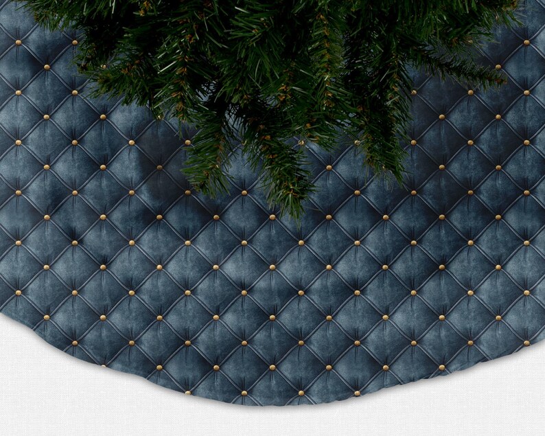 Elegant Flat Christmas Tree Skirt, Blue Holiday Decoration, Xmas Home ...