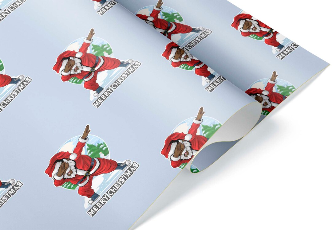Funny African American Black Santa Wrapping Paper Dab Dabbing Unique ...