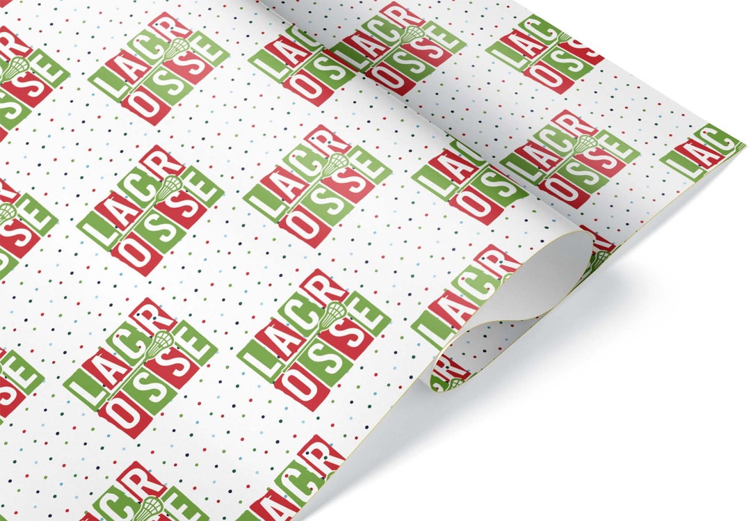 Fun Dot Pattern Lacrosse Thick Gift Wrap Lax Player Luxury Wrapping ...
