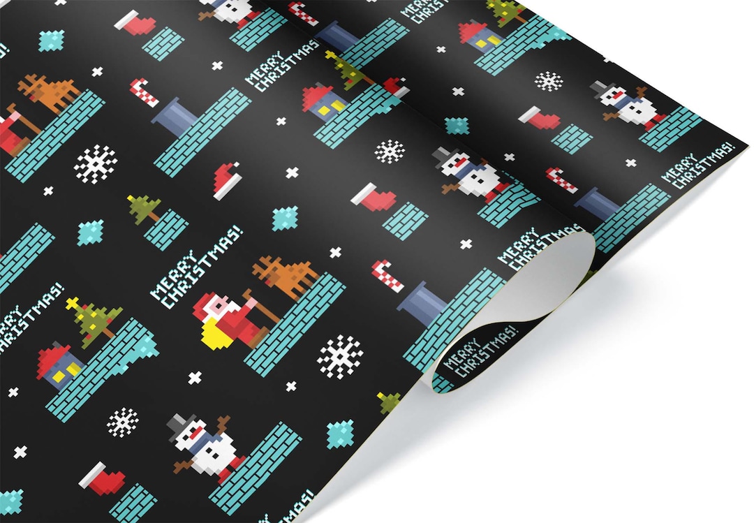 Fun Video Game Thick Wrapping Paper, Xmas Christmas Holiday Gift Wrap ...