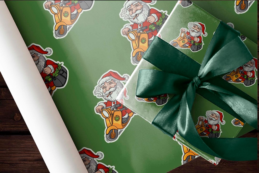 Funny Marijuana Pot Smoking Santa Cannabis Christmas Wrapping - Etsy