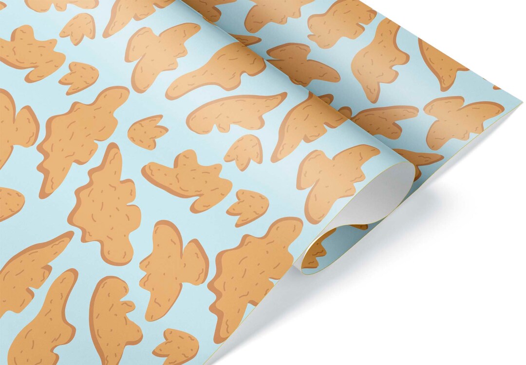Cute Dinosaur Chicken Nugget Gift Wrap Funny Wrapping Paper Christmas ...