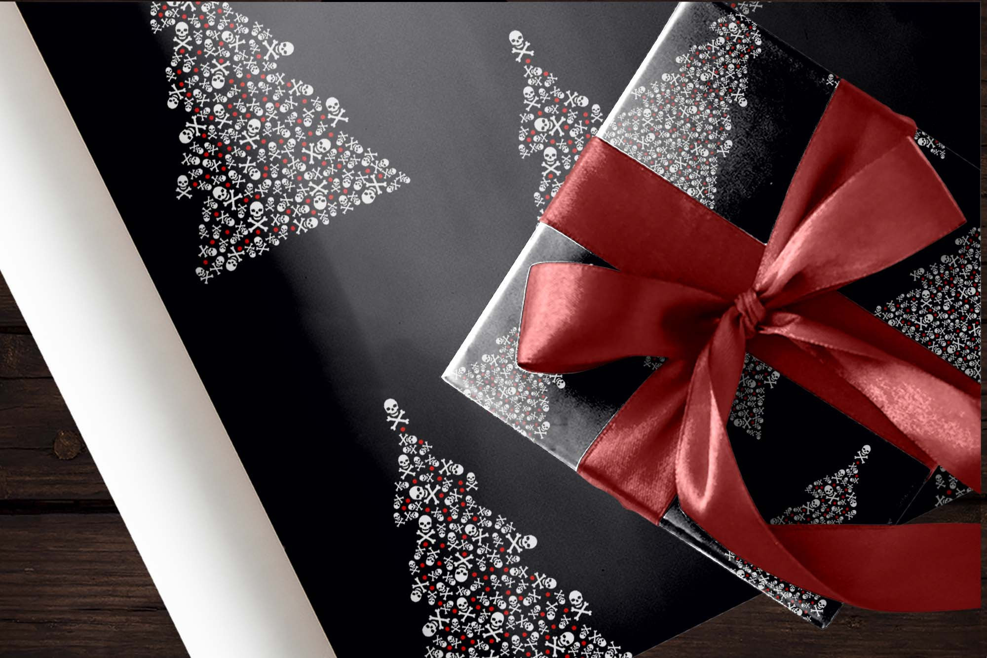 Skull Christmas Tree Gift Wrap Goth Skeleton Bones Wrapping - Etsy