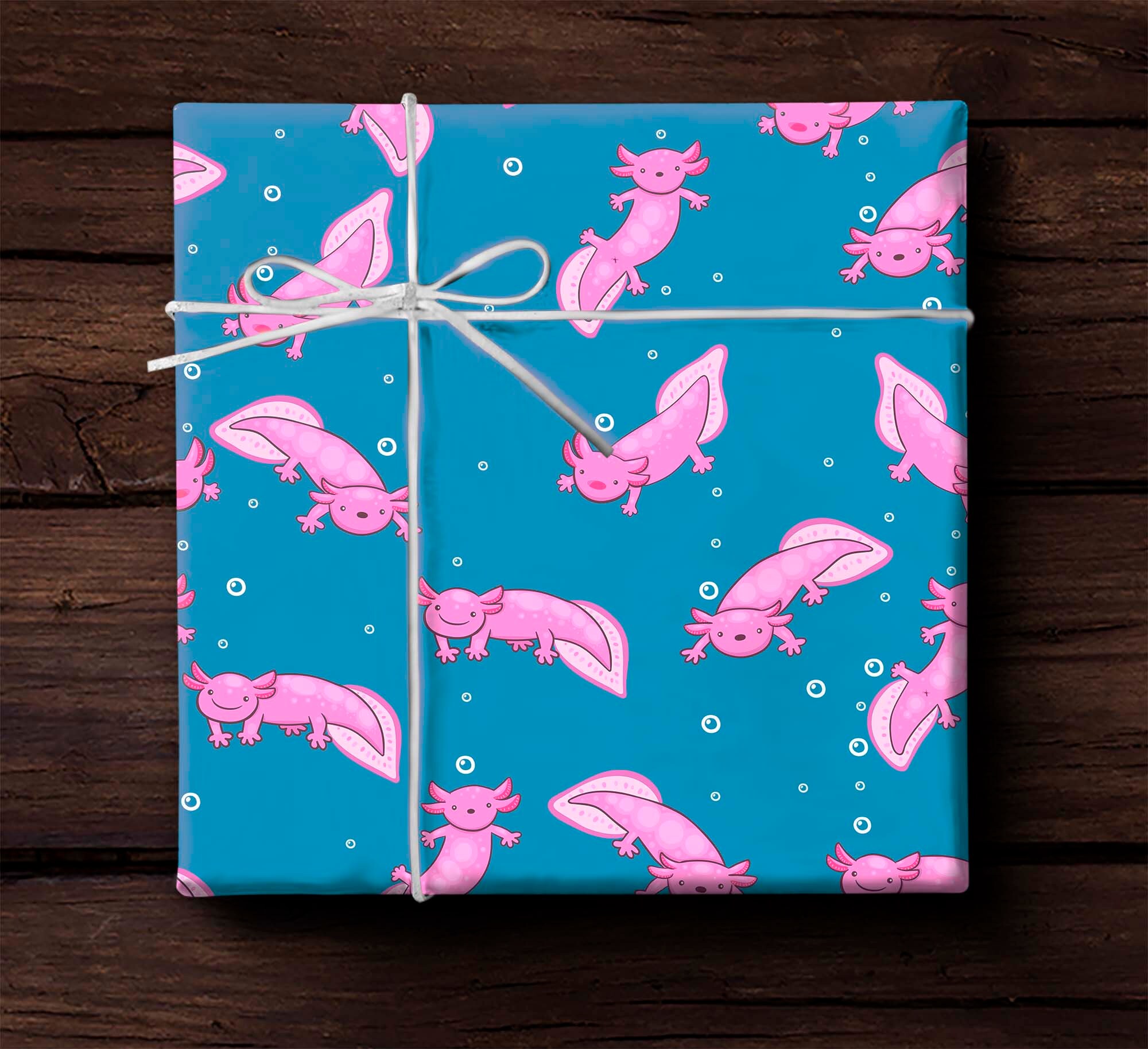 Cute Axolotl Blue Pink Wrapping Paper Roll Gift Wrap Sheet - Etsy