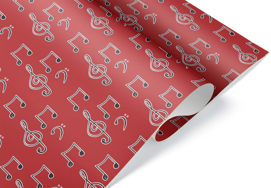 Classic Red and Black Musical Note Thick Luxury Wrapping Paper, Music ...