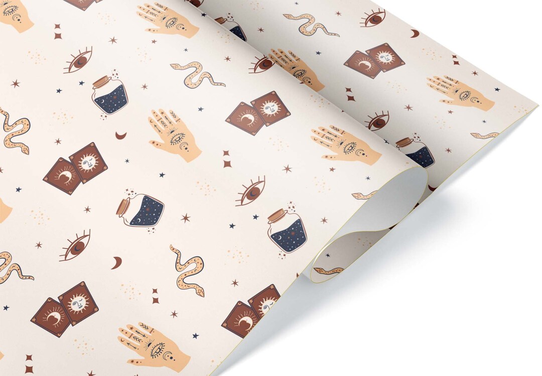Fortune Teller Gift Wrap, Thick Wrapping Paper, Tarot Card, Wicca Theme ...