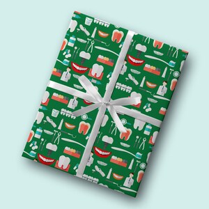 Tooth Toothpaste Wrapping Paper Roll, Dentist Gift Wrap Sheet for ...