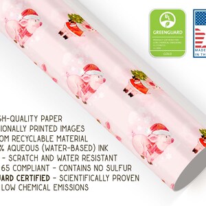 Cute Watercolor Pig Gift Wrap, Farm Animal Christmas Wrapping Paper ...