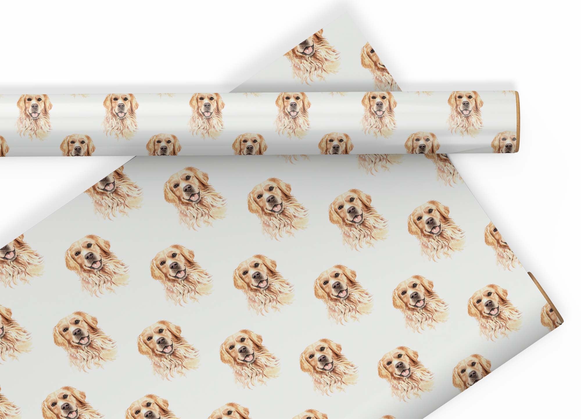 Cute Golden Retriever Wrapping Paper Watercolor Premium Gift - Etsy