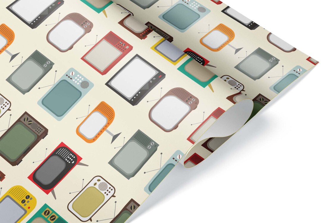 Retro TV Lover Gift Wrap, Premium Luxury Thick Wrapping Paper ...