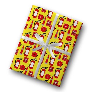 Fun Fire Safety Gift Wrap Thick Wrapping Paper Firefighter Fireman Tool ...