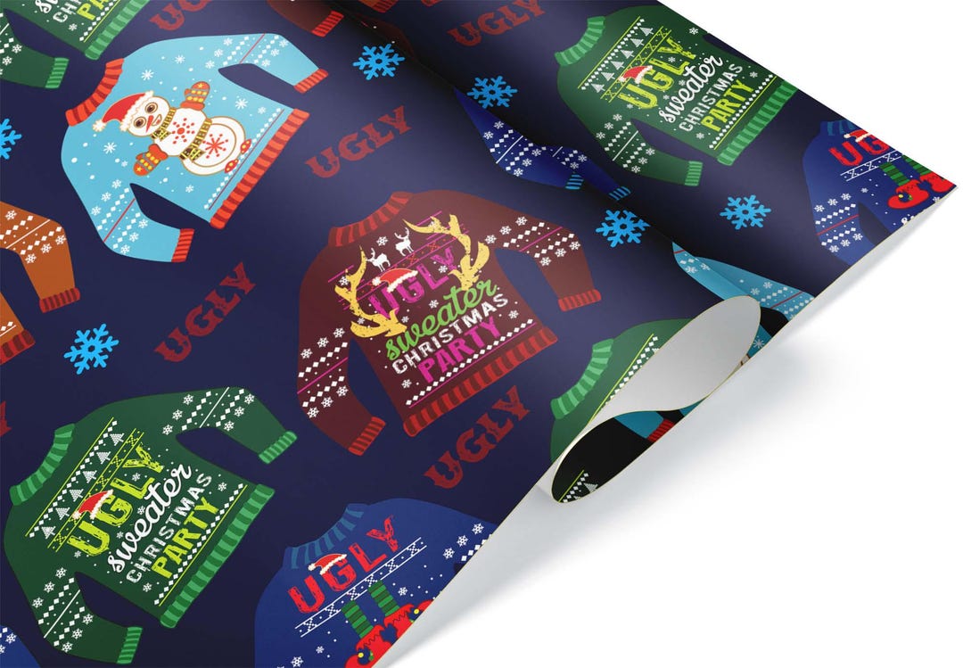 Ugly Sweater Party Christmas Wrapping Paper, Sweater Themed Xmas Gift ...